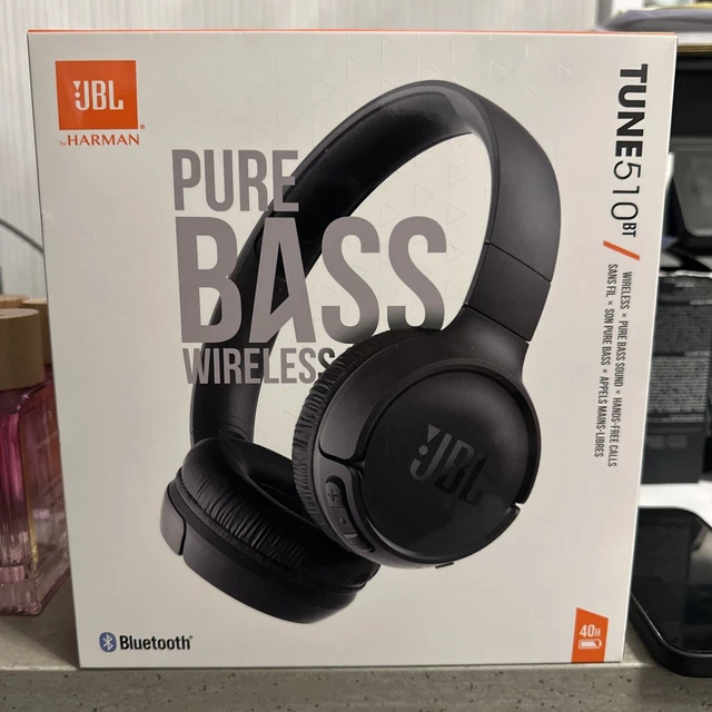 JBL HARMAN TUNE 510BT WIRELESS PURE BASS SOUND Black NEW 40hr Bluetooth ...