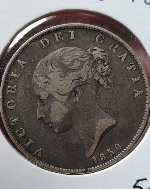 QUEEN VICTORIA HALF Crown 1850 Scarce Collectable Coin Sterling Silver ...
