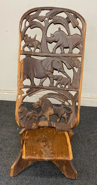VINTAGE AFRICAN TRADITIONAL Hand Carved Wooden Chair - CS R29 £39.99 ...