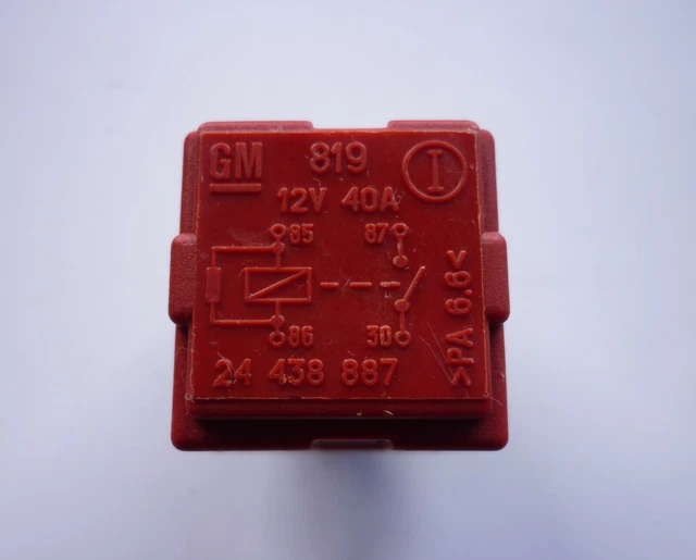 VAUXHALL OPEL SAAB 4-Pin Red Relay GM 24438887 Multi-Use GM 819 12V 40A ...