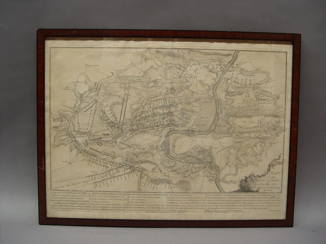 INCISIONE SU RAME originale, mappa mappa della battaglia di Praga del 6 ...