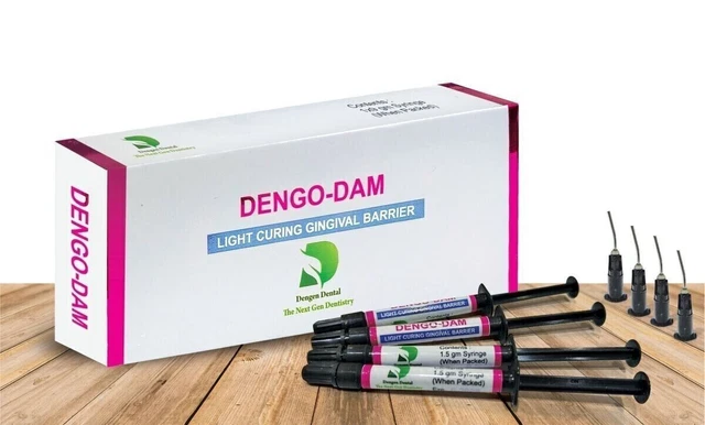 2X DENGEN DENTAL Dengo-Dam Light Curing Gingival Barrier 4*1.5gm (Free ...
