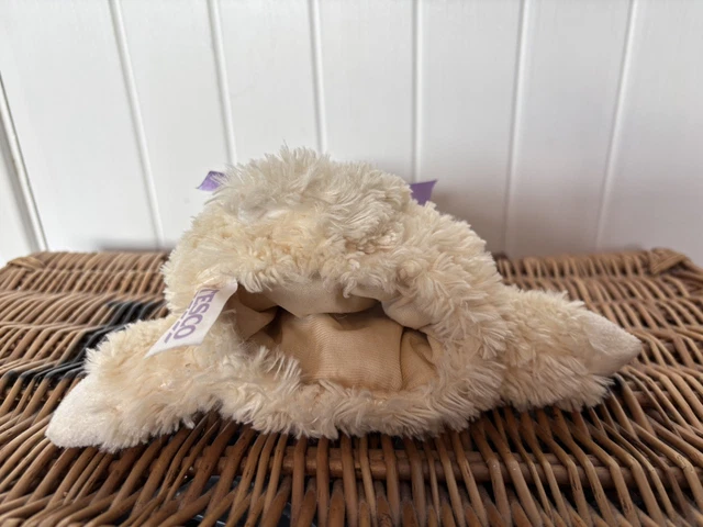 TESCO LAMB SHEEP Hand Puppet Purple Ribbon 9 inch Soft Plush Toy Easter ...