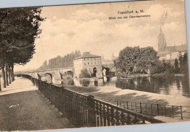FRANKFURT AM MAIN 1914 WWI Dated Kurrent Script Postcard Obermainkirche ...