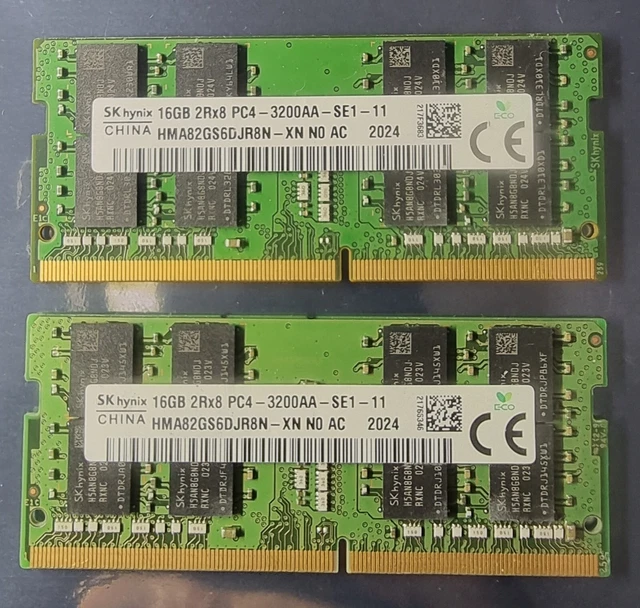 SK HYNIX PC4-25600 PC4 3200AA 32GB 2X16GB DDR4 2RX8 3200MHz 260pin ...