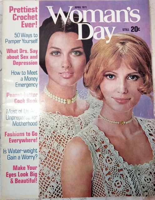 WOMAN'S DAY MAGAZINE April 1971 Knit Irish Crochet Eyelashes Fashion ...