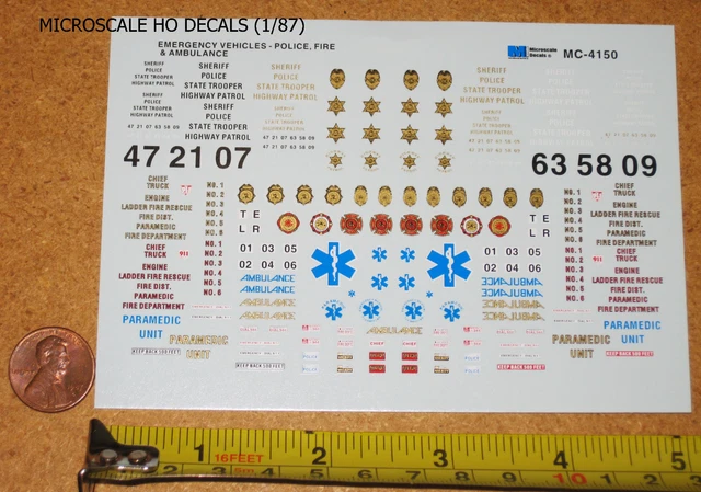 MICROSCALE 60-4150 N 1970+ Police, Fire, Ambulance Emergency Decal ...