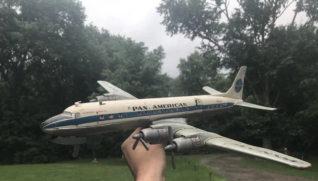 VINTAGE TIN JAPAN Yonezawa Pan Am American Airplane DC-7C Super 7 $225. ...