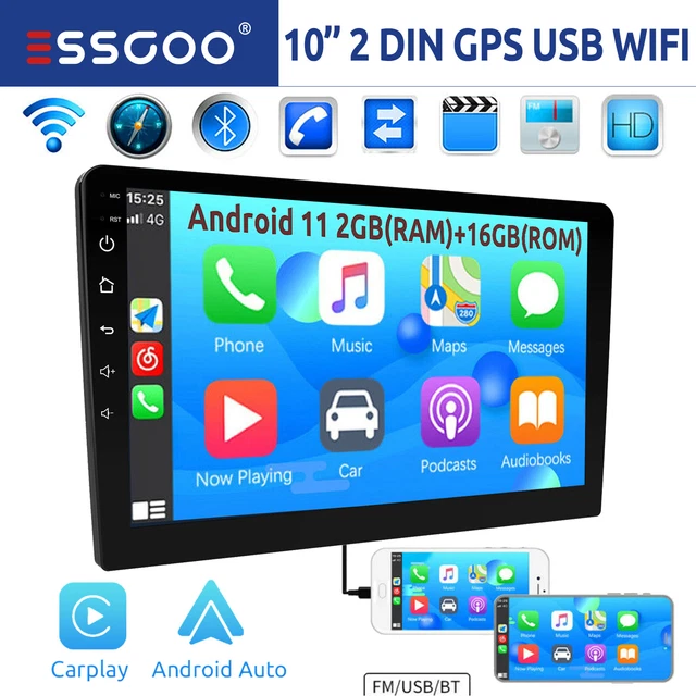 ESSGOO 10'' CARPLAY Autoradio Android 11 Auto Bluetooth GPS NAVI WiFi RDS 2 DIN EUR 72,99 ...