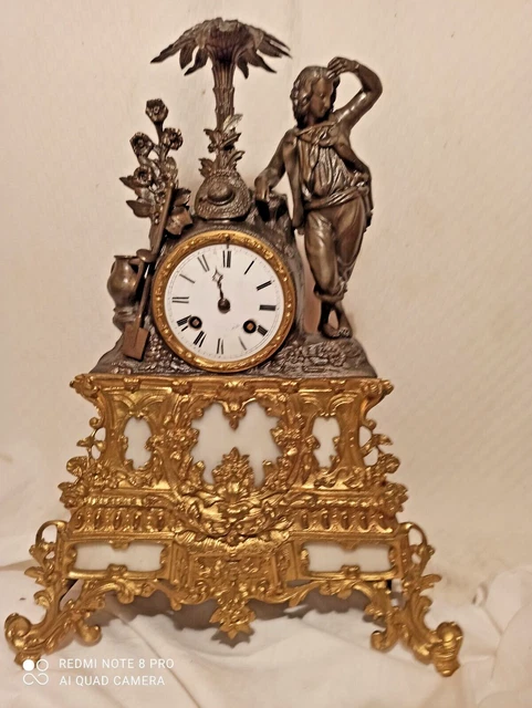 PENDULE REGULE FACADE bronze dore mouvement completer EUR 135,00 ...