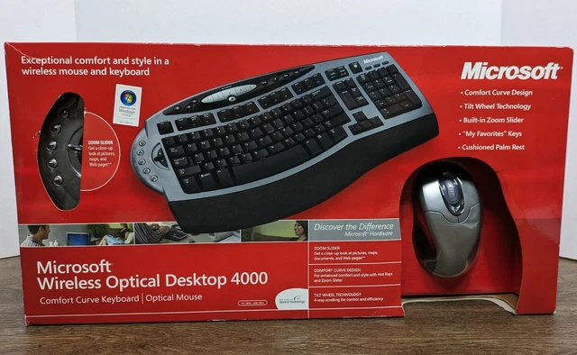 MICROSOFT WIRELESS OPTICAL Desktop Keyboard & Mouse Curved Palm Rest ...
