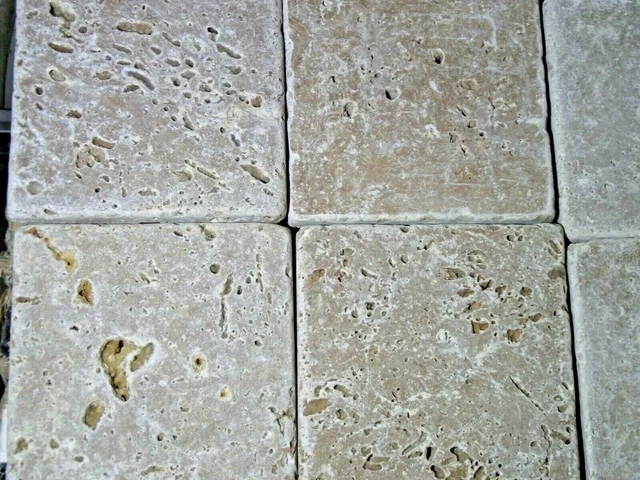 TRAVERTINE TILES TUMBLED Stone Wall floor edge Tile 100 x 100mm £1.35 ...