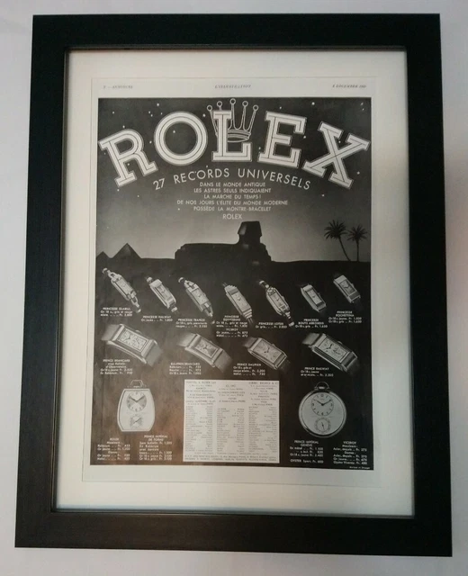 ART DECO ADVERT Rolex Watch Framed 1936 Original Superb Condition ...