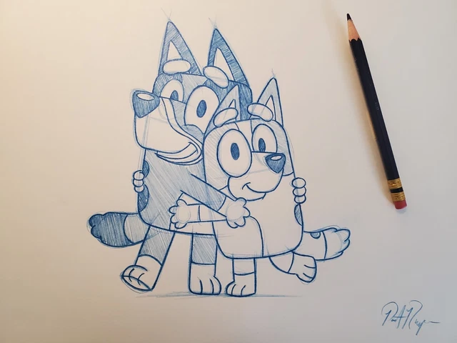 DISNEY BLUEY AND Bingo Ludo Drawing/sketch character hand made/drawn ...