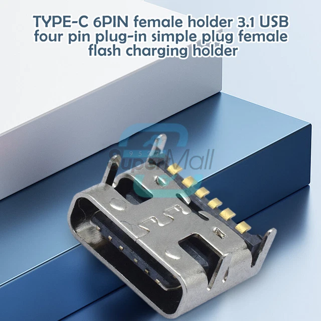 10/50/100PCS DC5V 3A 6Pin Type C 3.1 Female Socket Connector For PCB ...