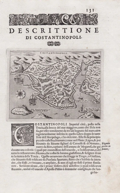 ISTANBUL COSTANTINOPOLI TURCHIA mappa mappa Porcacchi incisione ...