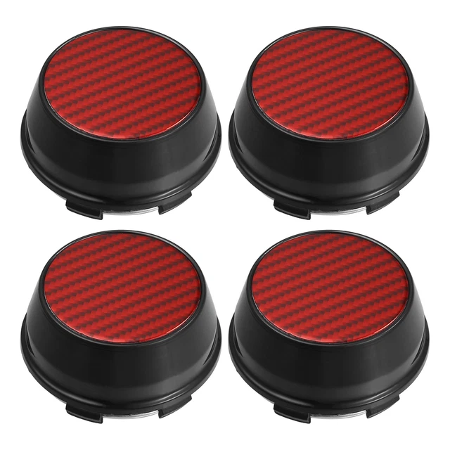 66MM COPRIMOZZO PER cerchi auto con adesivo rosso nero - 4 pezzi EUR 17 ...