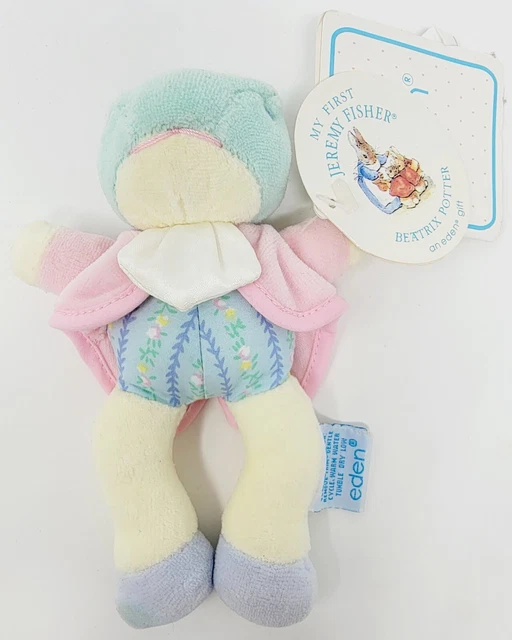 VINTAGE JEREMY FISHER Plush Frog Rattle Eden Beatrix Potter Pastel 6 ...