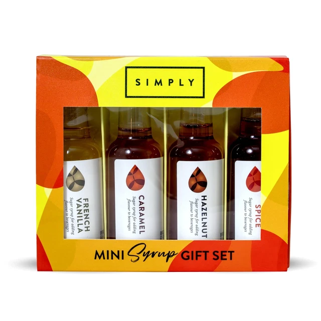 SIMPLY COFFEE SYRUP Gift Set, French Vanilla, Caramel, Hazelnut & Maple ...
