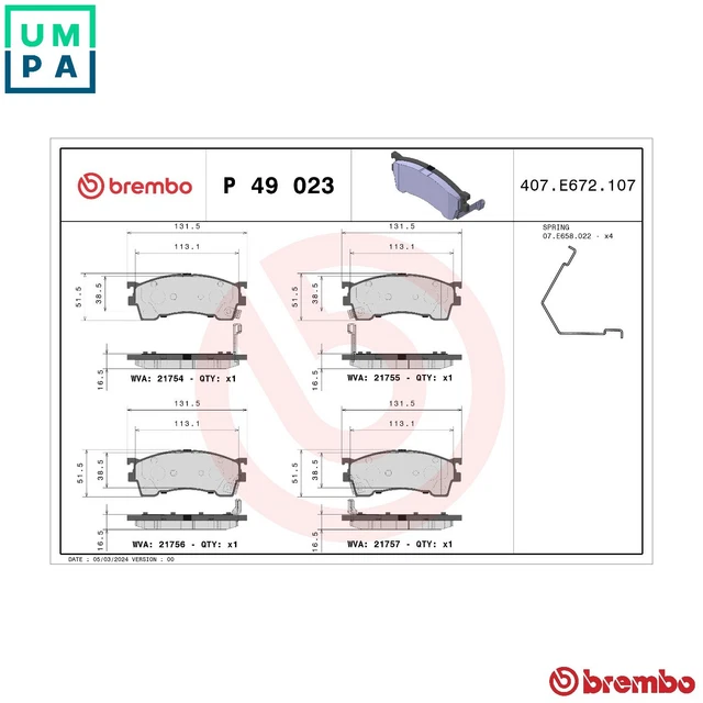 BRAKE PAD SET Disc Brake P 49 023 For Ford Australia Eunos Mazda Xedos ...