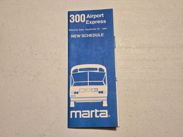 VINTAGE 1984 MARTA Atlanta Bus Map Schedule Timetable Route 300 Airport ...