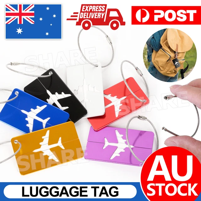 LUGGAGE TAG ALUMINUM Travel Baggage Suitcase Identity Address Name ...