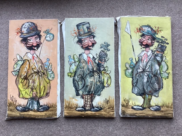 3 LARGE 1960S Tramp Art Israeli Artist Rama Lorian Signed Impasto ...