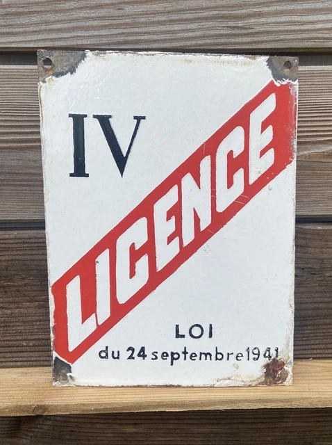 PLAQUE ÉMAILLÉE ANCIENNE LICENCE IV bar alcool EUR 11,50 - PicClick FR