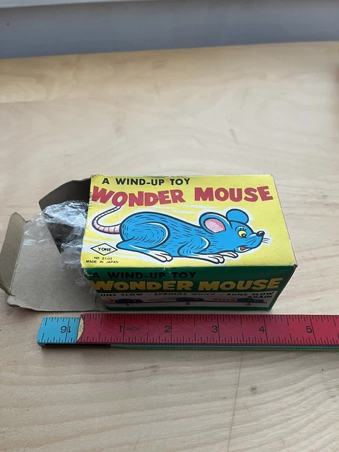 VINTAGE WONDER MOUSE WIND UP TIN PLATE TOY MADE BY YONE JAPAN Working ...