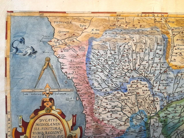 CARTA GEOGRAFICA ANTICA DUCATO STATO MILANO LOMBARDIA SETTALA 1570 ...