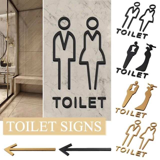 WOMAN & MAN Acrylic Toilet Door Sign Restroom WC Bathroom Door Signs ...