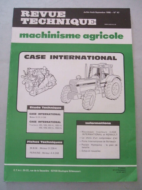 REVUE TECHNIQUE TRACTEUR CASE IH international 955 956 1055 1056 + versions XL EUR 55,00 ...
