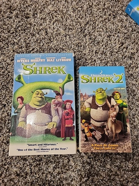 SHREK 1 & 2 VHS DreamWorks Animated Movies. Mike Myers & Eddie Murphy ...