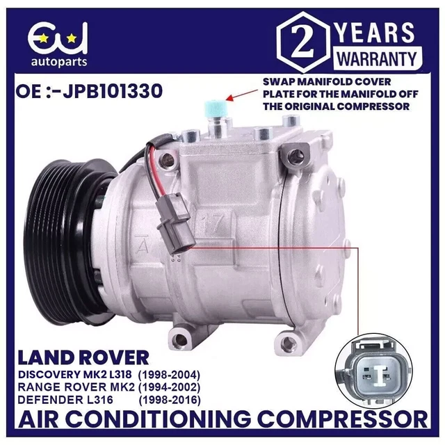 AIR CON A/C Compressor For Land Range Rover Mk2 Defender L316 Discovery ...