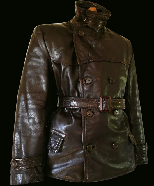 40S WW2 GERMAN LUFTWAFFE Leather Officers Trench Tanker Dispatch WW1 ...