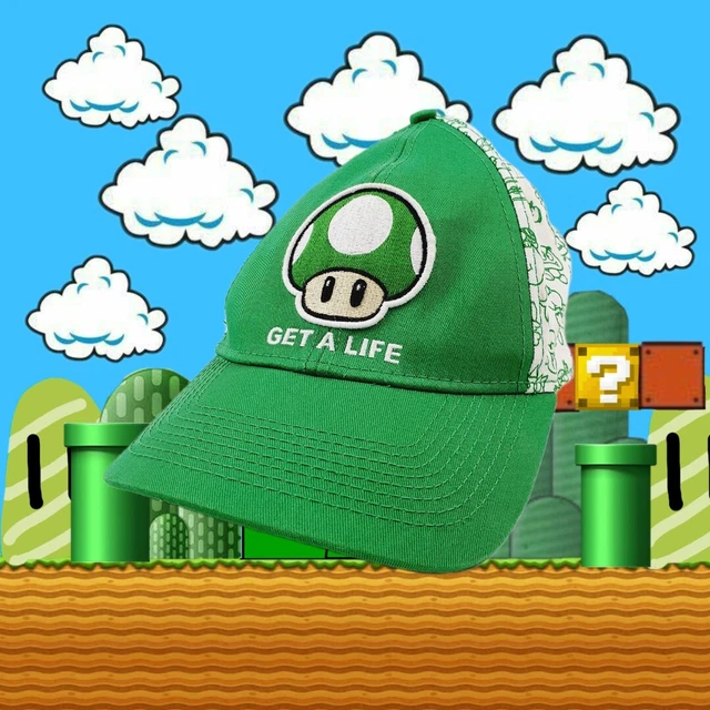 NINTENDO SUPER MARIO Toad "Get A Life" Hat Green 2011 100% Cotton $35. ...