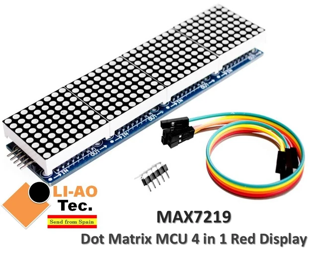 MAX7219 DOT MATRIX Module Microcontroller 4 In One Display 5P Line Red ...