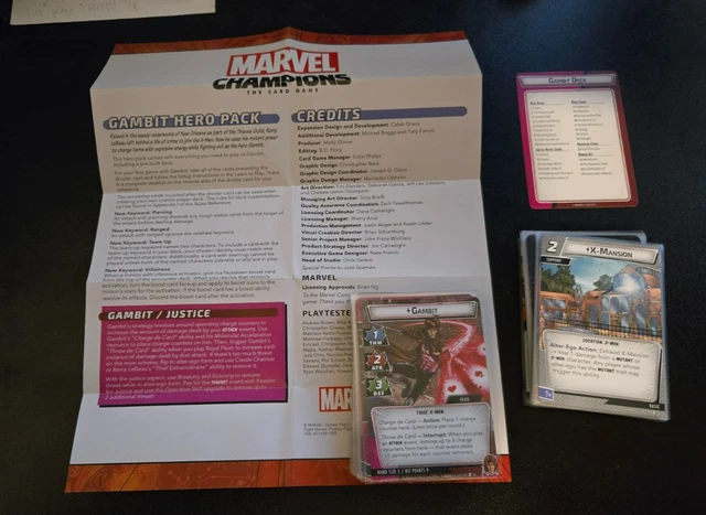 MARVEL CHAMPIONS GAMBIT Character Hero Pack Opened Complete - Sleeve ...