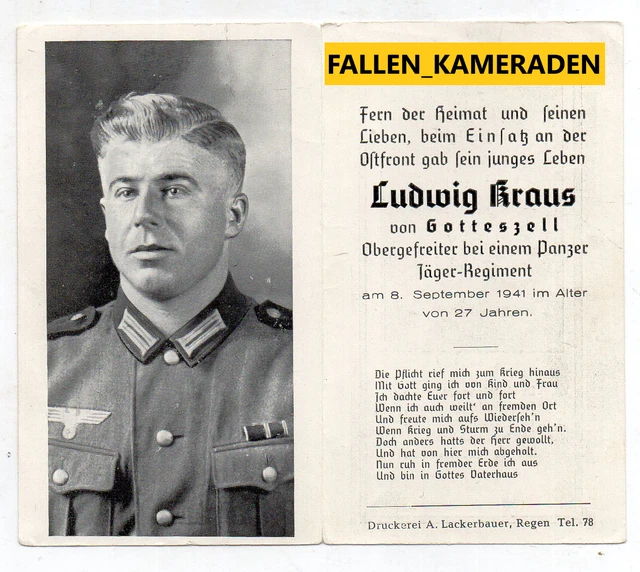ORIGINAL GERMAN WW2 Death Card-sterbebild-soldiers death details wk2 ...