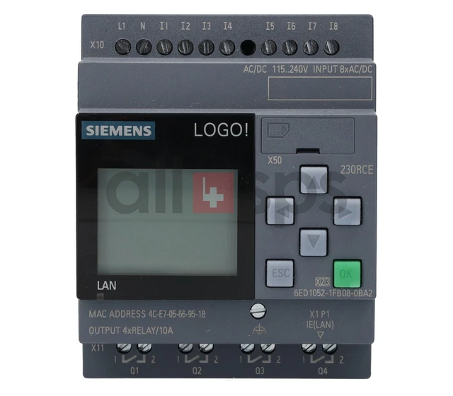 SIEMENS LOGO 230RCE Modulo Logico 8De/4Da - 6Ed1052-1Fb08-0Ba2 (Usato ...