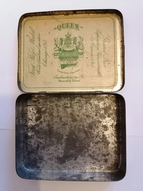 BOITE MÉTAL CIGARETTES Queen de "Nestor Gianaclis" vers 1900 au Caire ...