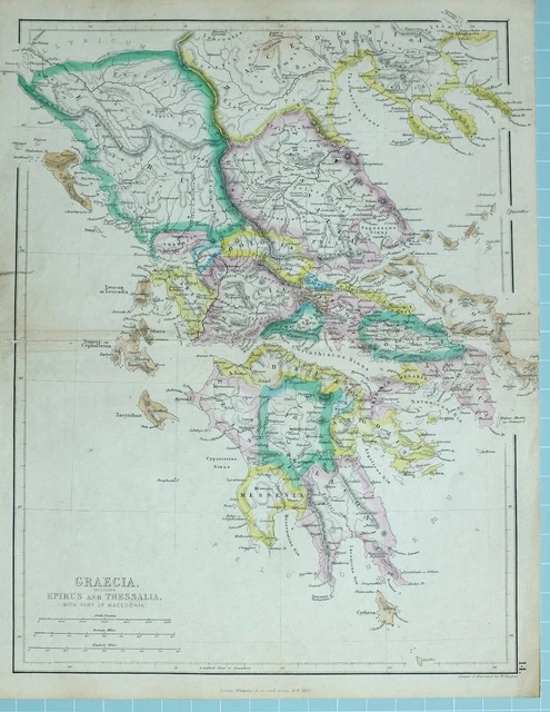 1856 ANCIENT MAP Graecia Greece Epirus Thessalia Messenia Laconia ...