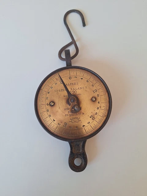 VINTAGE SALTER'S NO 20 Spring Balance Scales 50 lb Brass £9.95 ...