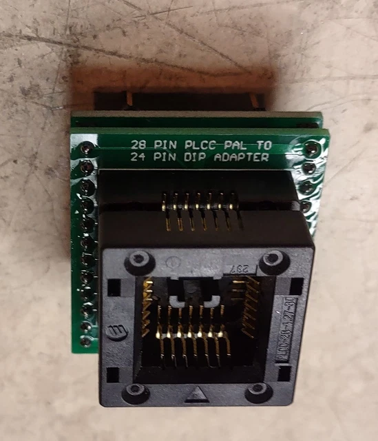 PLCC28 ZIF TO DIP24 pin adapter for programming PLCC ATF22V10 PALs ...