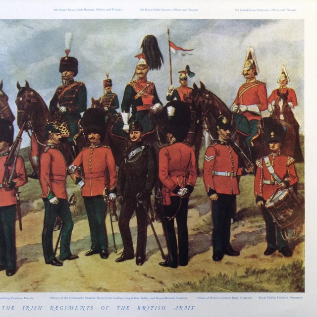 PRINT OF THE Irish Regiments of the British Army by R. Simkin 15x12 ...