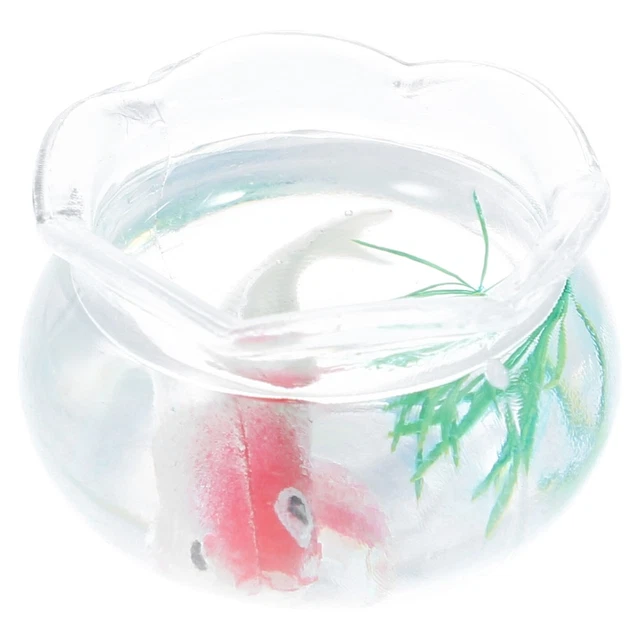 DOLLHOUSE FISHTANK ROUND Miniature Fish Bowl With Realistic Koi Fish ...