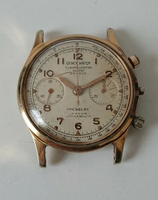 GENEX WATCH CHRONOGRAPHE incabloc 17rubis antimagnetic mouvement ...
