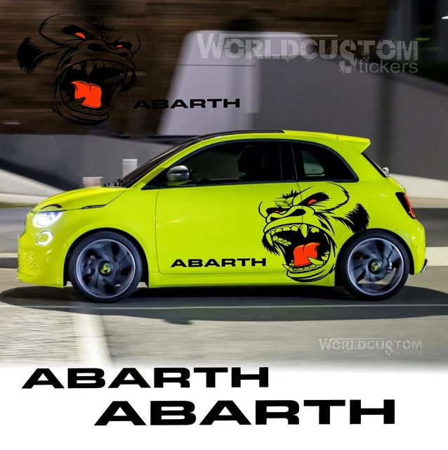 ADESIVI STICKERS LATERALI per Fiat 500 Abarth Angry Kong Auto Tuning ...