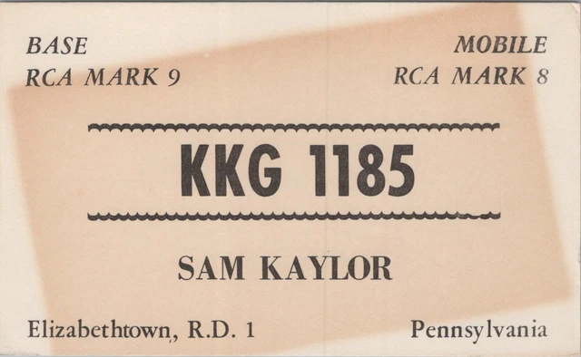 VINTAGE CB RADIO QSL postcard Sam Kaylor 1960s Elizabethtown ...