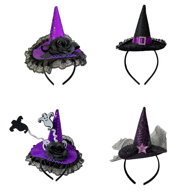 HALLOWEEN ROSE SPECTER Sequins Witch Hat Hairbands Mini Top Hat ...
